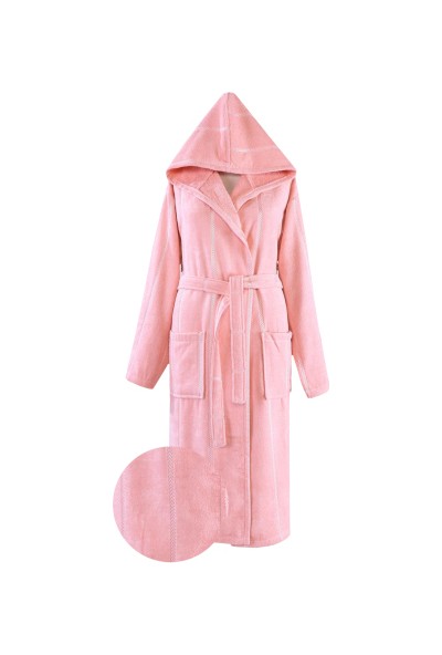 Inter Z %100 Pamuk Kapüşonlu Unisex Bornoz - Lara Pudra Inter Z %100 Pamuk Kapüşonlu Unisex Bornoz - Lara Pudra