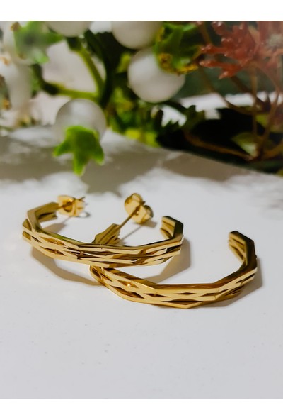 Nova Masal Geometrik Desenli Çelik Küpe