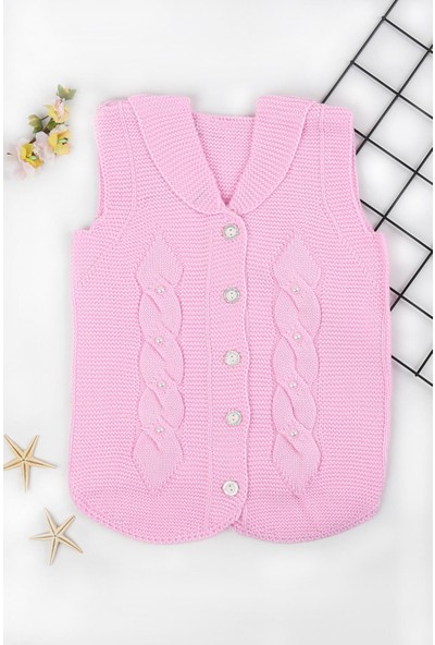 Tomurcuk Kız Çocuk Incili Yelek 5-8 Yaş