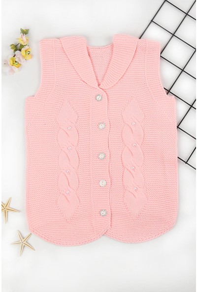 Tomurcuk Kız Çocuk Incili Yelek 5-8 Yaş