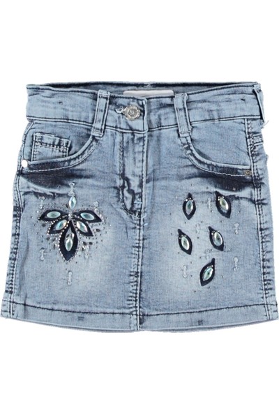 Paketle Express Paketle Express-Damla Taşlı Likralı Kız Kot Etek 3/7 Yaş