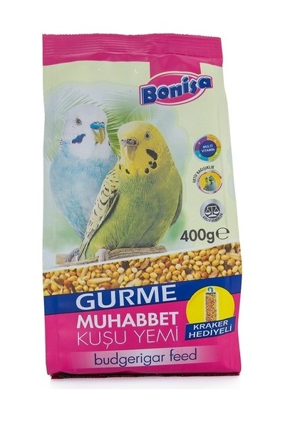 Bonisa Gurme Muhabbet Kuşu Yemi 400 gr + Kraker x2 Adet Bonisa Gurme Muhabbet Kuşu Yemi 400 gr + Kraker x2 Adet