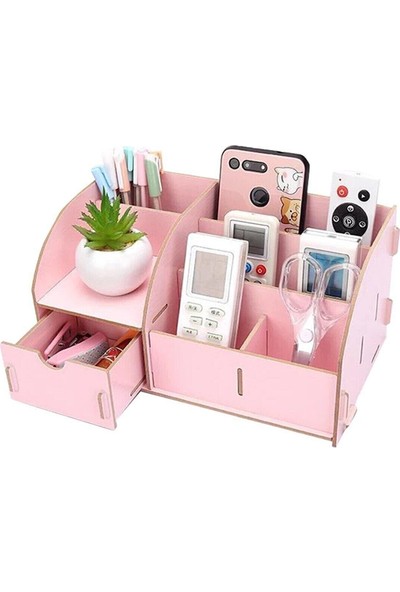 Notpa Pembe Çekmeceli Ahşap Masaüstü Kalemlik Kalem Kutusu Organizer Notpa Pembe Çekmeceli Ahşap Masaüstü Kalemlik Kalem Kutusu Organizer