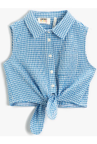 Koton Bağlama Detaylı Kareli Gömlek Kolsuz