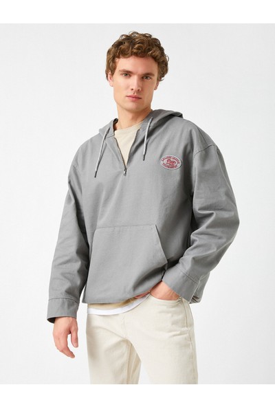 Koton Yarım Fermuar Gabardin Kapşonlu Sweatshirt Koton Yarım Fermuar Gabardin Kapşonlu Sweatshirt