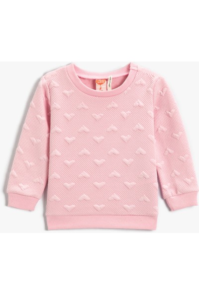 Koton Kabartma Kalp Baskılı Sweatshirt