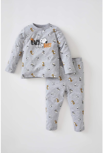 DeFacto Erkek Bebek Snoopy Lisanlı Uzun Kollu Pijama Takım X0245A222SP