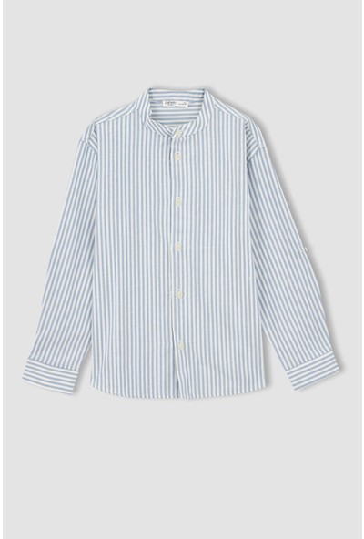 DeFacto Erkek Çocuk Regular Fit Keten Görünümlü Uzun Kollu Gömlek W3237A622SP