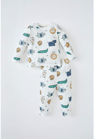 DeFacto Erkek Bebek Hayvan Desenli Uzun Kollu Pamuklu Pijama Takım W9812A222SP