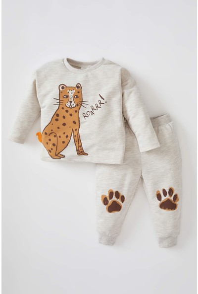 DeFacto Erkek Bebek Kaplan Baskılı Uzun Kollu 2'li Takım X1596A222SP
