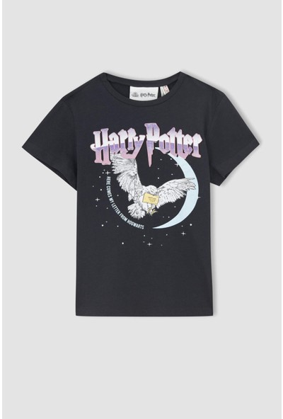 DeFacto Kız Çocuk Harry Potter Lisanslı Regular Fit Kısa Kollu Tişört X0433A622SM