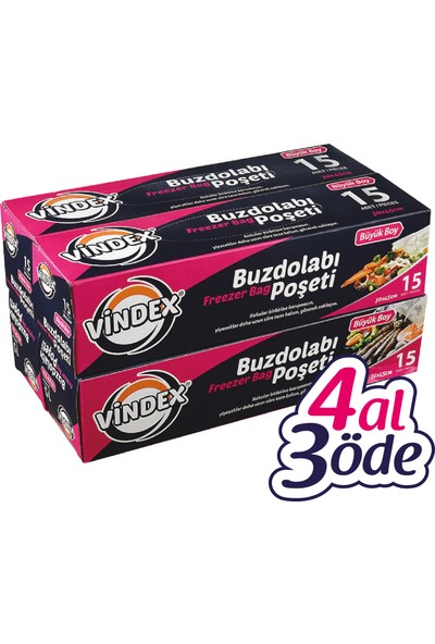 Vindex Buzdolabı Poşeti 4 Al 3 Öde Büyük Boy Vindex Buzdolabı Poşeti 4 Al 3 Öde Büyük Boy