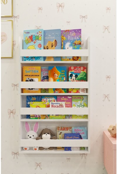 Montessori Çocuk Odası Eğitici Kitaplık 4 Raflı Duvar Rafı Montessori Çocuk Odası Eğitici Kitaplık 4 Raflı Duvar Rafı
