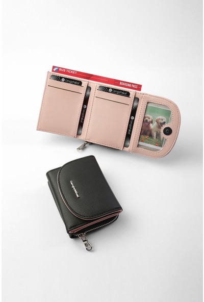 Cengiz Pakel Kadın Cüzdan 65258A Siyah-Pudra Pembe