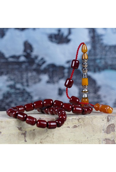 Tesbihcibaba Özel Tasarım Nakkaş Imame Sıkma Kehribar Tesbih