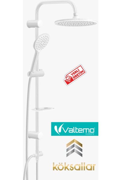 Valtemo Deluxe Pure White Komple Beyaz Yağmurlama Tepe Duş Seti Valtemo Deluxe Pure White Komple Beyaz Yağmurlama Tepe Duş Seti