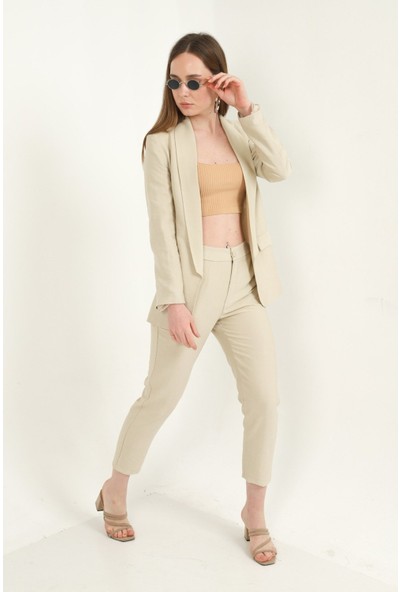 Elbee Fit Ceket ve Pantolon Takım - Bej
