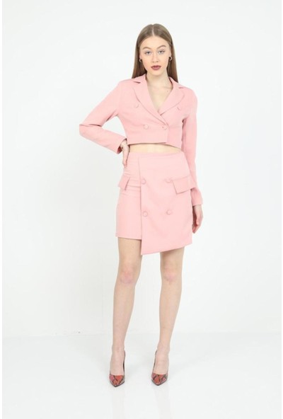 Elbee Ceket ve Etek Takım - Pudra