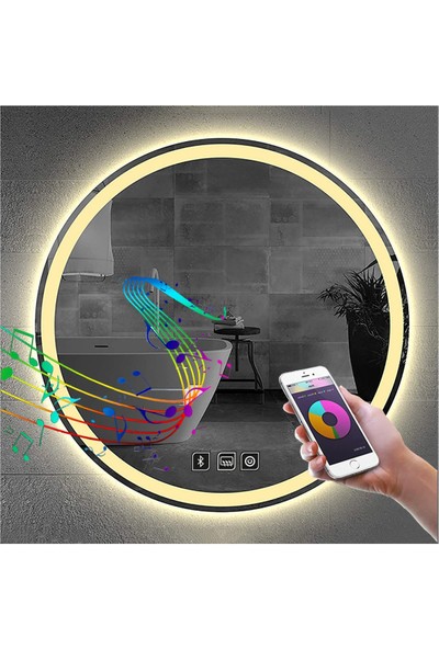 50 cm Bluetoothlu Dokunmatik Tuşlu Buğu Yapmayan Ledli Yuvarlak Banyo Aynası 50 cm Bluetoothlu Dokunmatik Tuşlu Buğu Yapmayan Ledli Yuvarlak Banyo Aynası