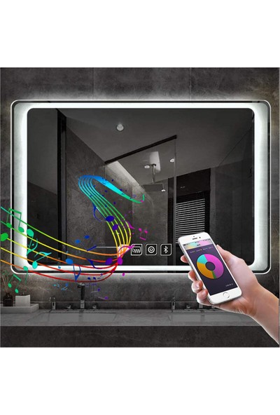 Global Led Mirror 70X110 cm Bluetoothlu Dokunmatik Tuşlu Buğu Yapmayan Ledli Banyo Aynası Global Led Mirror 70X110 cm Bluetoothlu Dokunmatik Tuşlu Buğu Yapmayan Ledli Banyo Aynası
