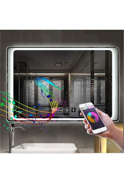 70X110 cm Bluetoothlu Dokunmatik Tuşlu Buğu Çözücü Ledli Banyo Aynası 70X110 cm Bluetoothlu Dokunmatik Tuşlu Buğu Çözücü Ledli Banyo Aynası