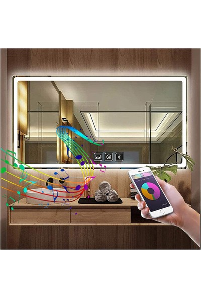 Global Led Mirror 70X110 cm Bluetoothlu Dokunmatik Tuşlu Buğu Yapmayan Ledli Banyo Aynası Global Led Mirror 70X110 cm Bluetoothlu Dokunmatik Tuşlu Buğu Yapmayan Ledli Banyo Aynası