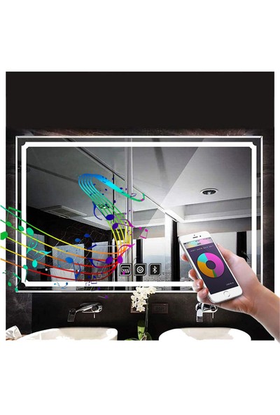 Global Led Mirror 75X105 cm Bluetoothlu Dokunmatik Tuşlu Buğu Yapmayan Ledli Banyo Aynası Global Led Mirror 75X105 cm Bluetoothlu Dokunmatik Tuşlu Buğu Yapmayan Ledli Banyo Aynası