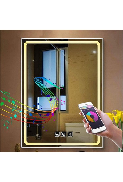 Global Led Mirror 65X90 cm Bluetoothlu Dokunmatik Tuşlu Buğu Çözücü Ledli Banyo Aynası Global Led Mirror 65X90 cm Bluetoothlu Dokunmatik Tuşlu Buğu Çözücü Ledli Banyo Aynası