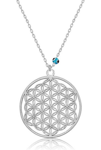 Gumush Gümüş Nazar Gözlü Yaşam Çiçeği Kolye