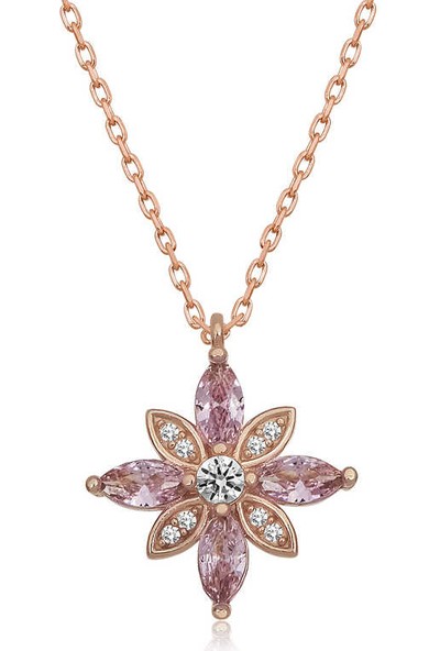 Gumush Gümüş Pembe Taşlı Umut Çiçeği Kolye Gumush Gümüş Pembe Taşlı Umut Çiçeği Kolye