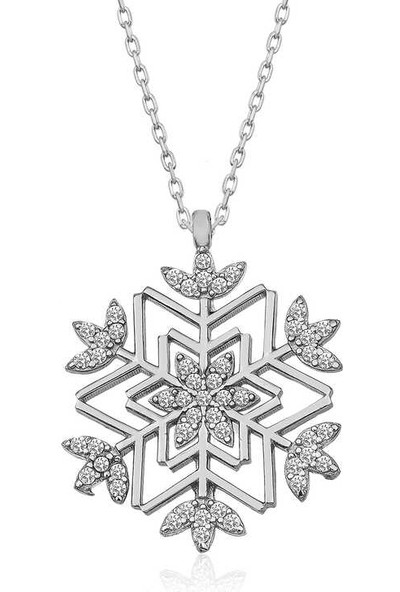 Gumush Gümüş Kar Tanesi Kolye