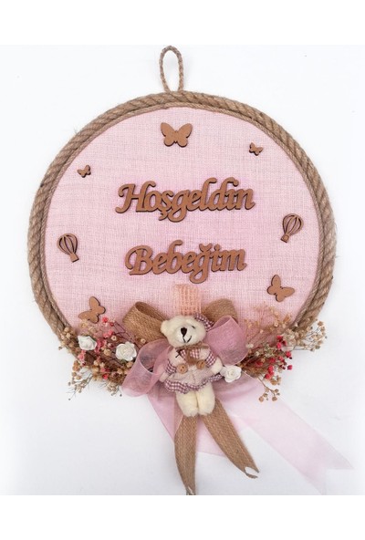 Lora Davet Kız Bebek Kapı Süsü, Hastane Kapı Süsü, Duvar Süsü (1 Adet) Pembe - 36103