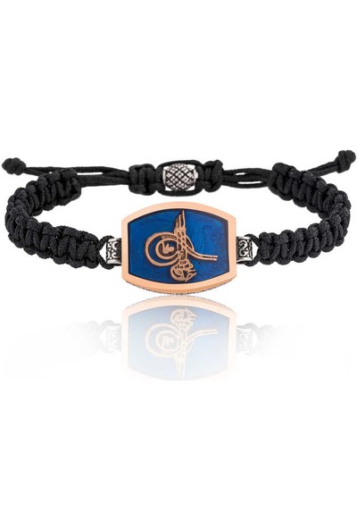 Gumush Gümüş Tuğralı Makrome Erkek Bileklik