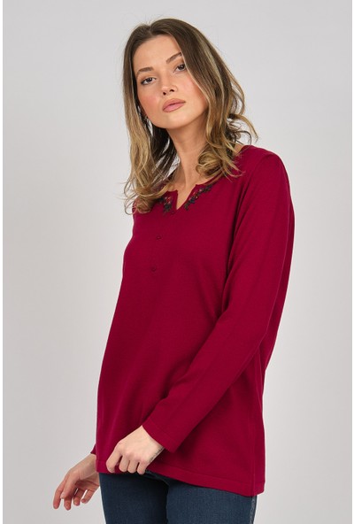 Desen Triko Kadın Açma Yaka Uzun Kol Işlemeli Bluz 0241281 Kırmızı Desen Triko Kadın Açma Yaka Uzun Kol Işlemeli Bluz 0241281 Kırmızı