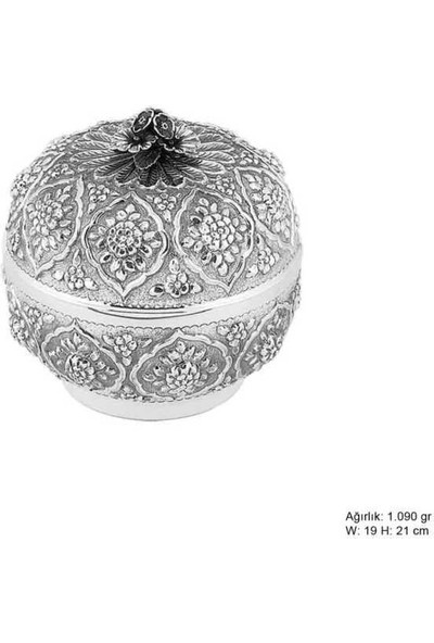 Gumush Papatya Desenli Gümüş Bonbonyer