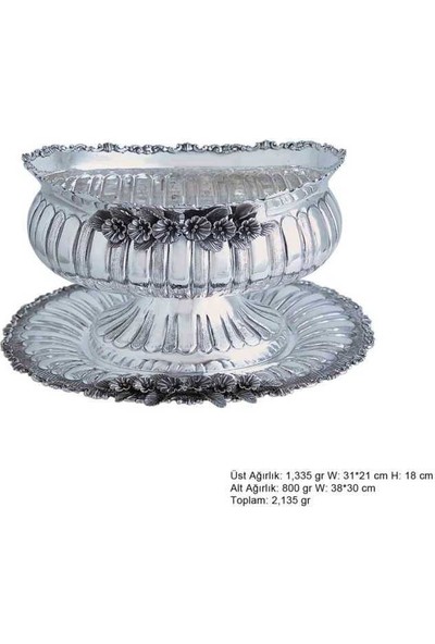 Gumush Orkide Motifli Gümüş Boller