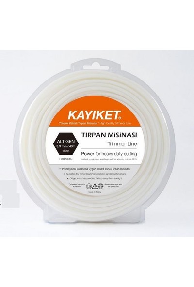 Kayıket Motorlu Tırpan Misina 3.3mm 43MT 6 Köşe Beyaz Misina