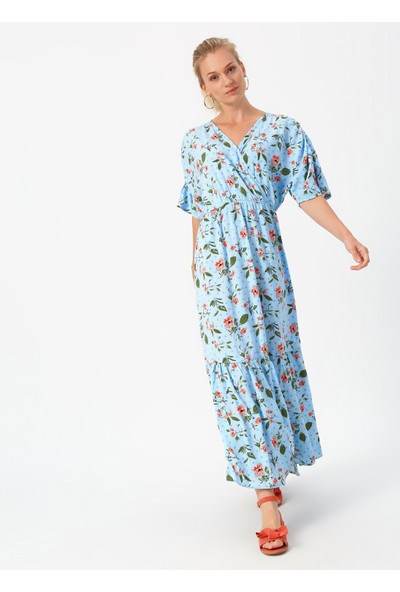 Vero Moda Mavi Kadın Çiçek Desenli Elbise Vero Moda Mavi Kadın Çiçek Desenli Elbise
