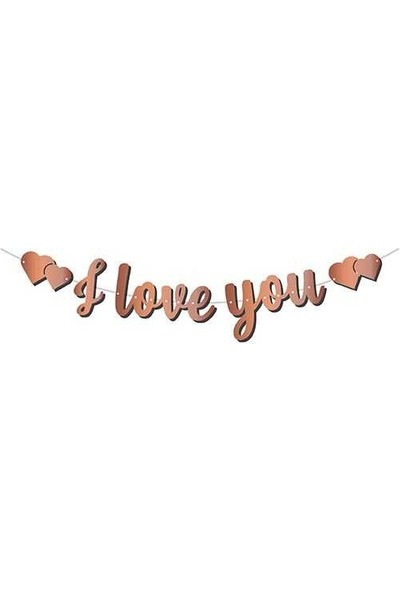 Parti Sürprizi Metalize I Love You Rose Gold Banner Parti Sürprizi Metalize I Love You Rose Gold Banner