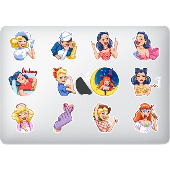HD Sticker Pin Up Babes Laptop Sticker Paket 1 Fiyatı