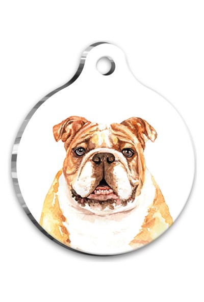 Ozcmax Suluboya Bulldog Yuvarlak Köpek Künyesi-Zoo