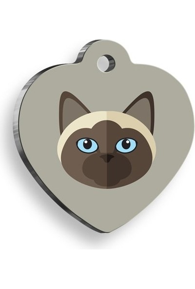 Ozcmax Siyam Kedisi Kalp Şekilli Kedi Künyesi-Zoo Ozcmax Siyam Kedisi Kalp Şekilli Kedi Künyesi-Zoo