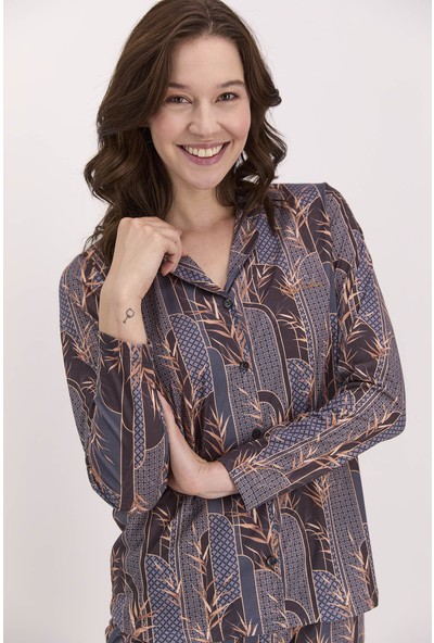 Pierre Cardin 8110 Siyah Kadın Kışlık Önden Düğmeli Pijama Takım Pierre Cardin 8110 Siyah Kadın Kışlık Önden Düğmeli Pijama Takım