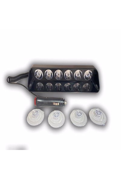 Eraks Car Accesorıes Araç Içi Vantuzlu Çakar Lamba Kırmızı - Mavi Renk 6 LED 12V