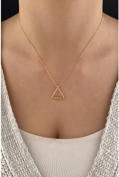 Fiyonk Kuyumculuk 14 Ayar Altın Üçgen Zincir Sarmalı Kolye
