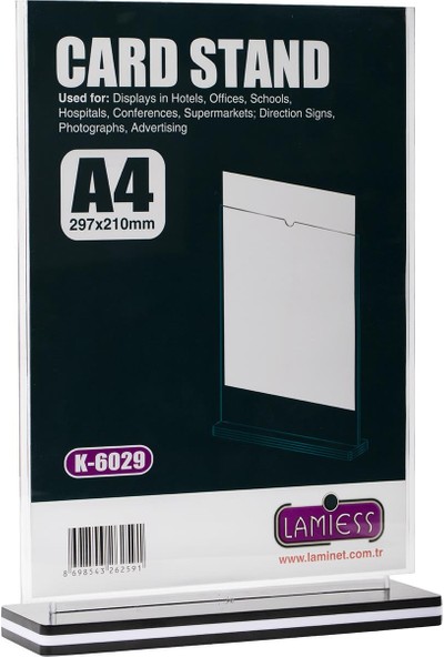 Lamiess K-6018 Masaüstü Reklam Panosu Dikey 6 'lı