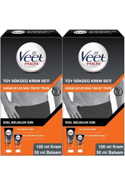 Veet Men Özel Bölgeler İçin Tüy Dökücü Krem Seti 100&50 ml x2 Veet Men Özel Bölgeler İçin Tüy Dökücü Krem Seti 100&50 ml x2