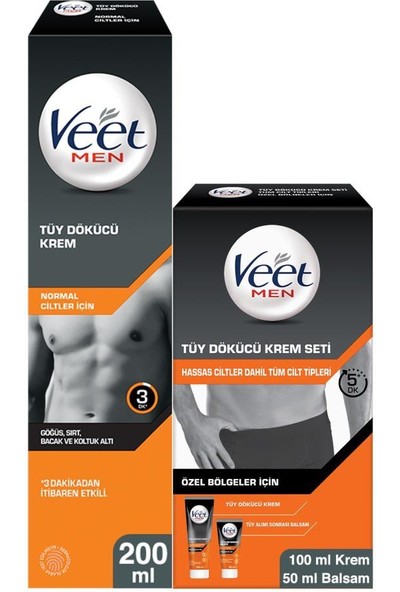 Veet Men 200ml + Özel Bölgeler İçin Tüy Dökücü Krem Seti 100&50 ml Veet Men 200ml + Özel Bölgeler İçin Tüy Dökücü Krem Seti 100&50 ml