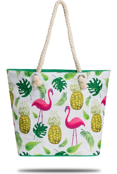 Fudela Yeşil Desenli Plaj Çantası