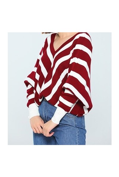 Buum Fashion V Yaka Yarasa Kol Triko Bluz Buum Fashion V Yaka Yarasa Kol Triko Bluz